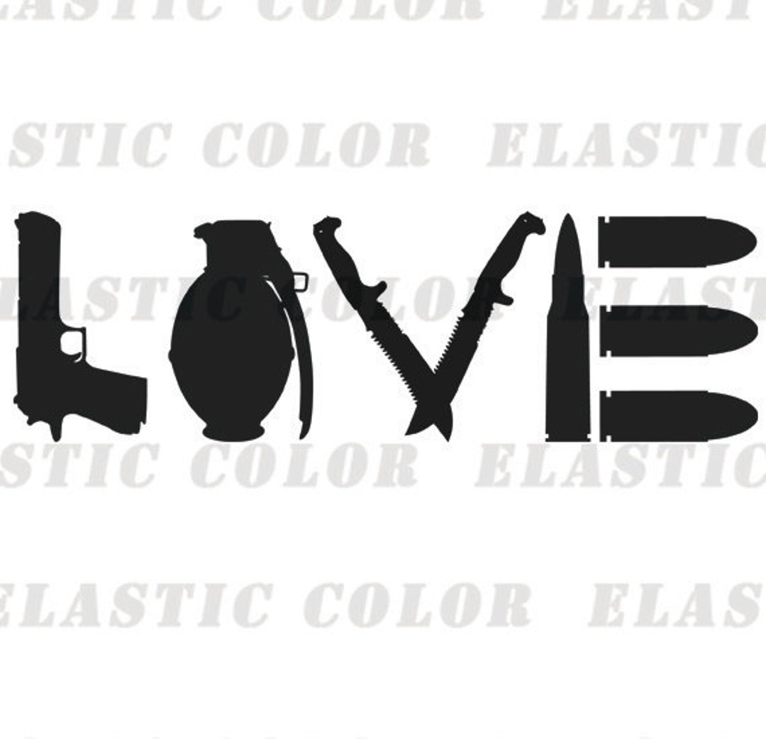 Gun Svg Clipart - Love Text With Gun Clip Art Digital Download Svg, Png ...