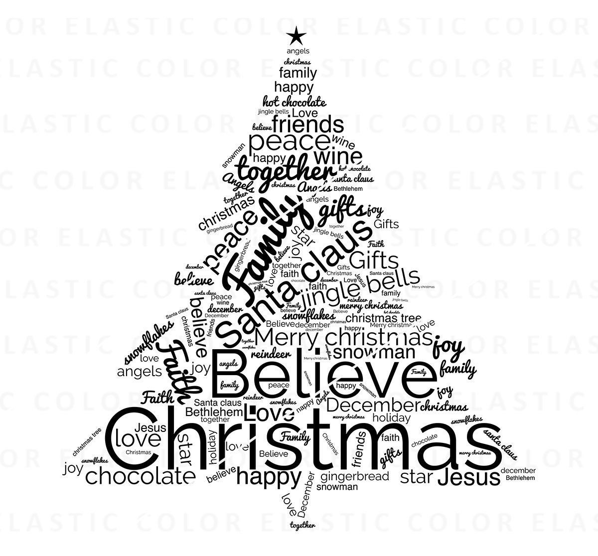 Christmas Tree Word Cloud Svg, Christmas Tree Clipart, Christmas Print ...