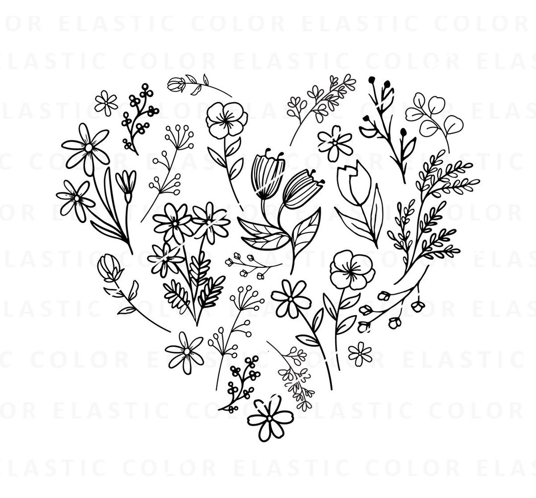 Wildflowers Heart Svg, Wildflowers Clipart, Wildflower Sublimation Png ...
