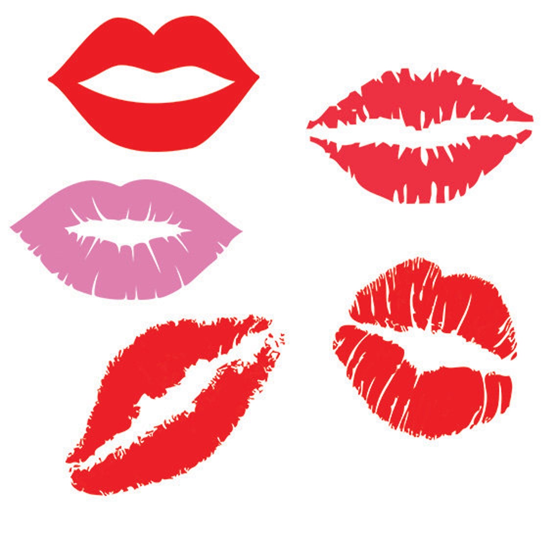 Lips Svg Clipart Pack - Lips, Kiss Clip Art Digital Download - Makeup ...