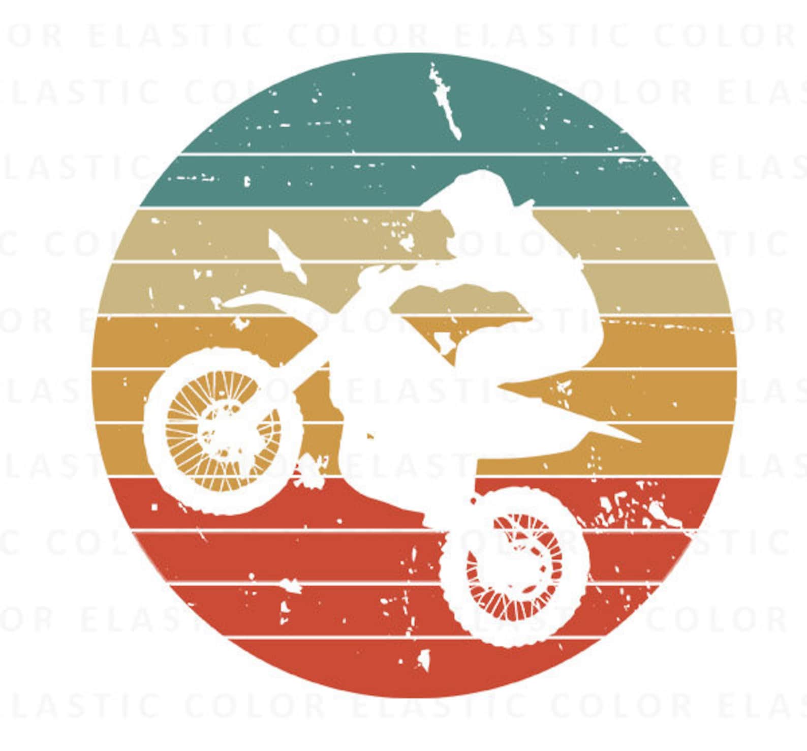 Motocross Svg Dirt Bike Design in Distressed Sunset Circle - Etsy
