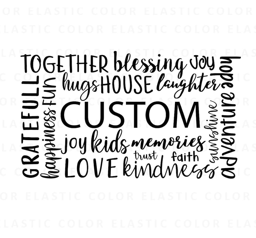 Custom Word Cloud Svg, Family Quote,custom Names Svg Word Art Design ...