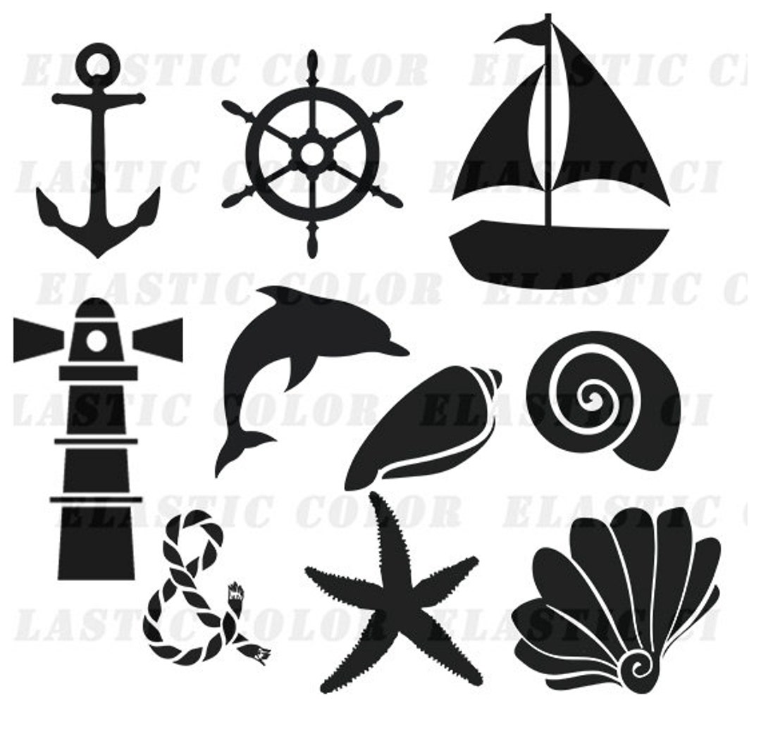 Nautical Svg Silhouette Clipart Pack - Nautical Clip Art Digital ...