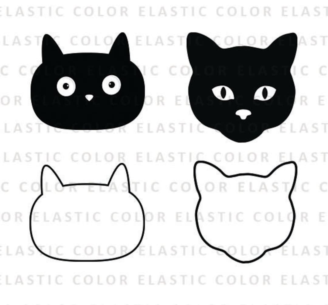 Cat Face Svg - Cat Face Clipart - Cat Face Digital Vector Svg, Dxf, Eps ...