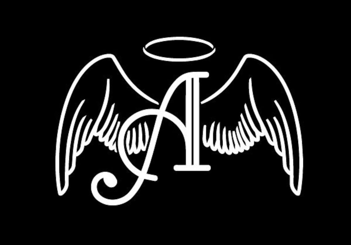 Angel Wings Halo Letter A Cute Funny Sticker Vinyl Decal, Car Window ...