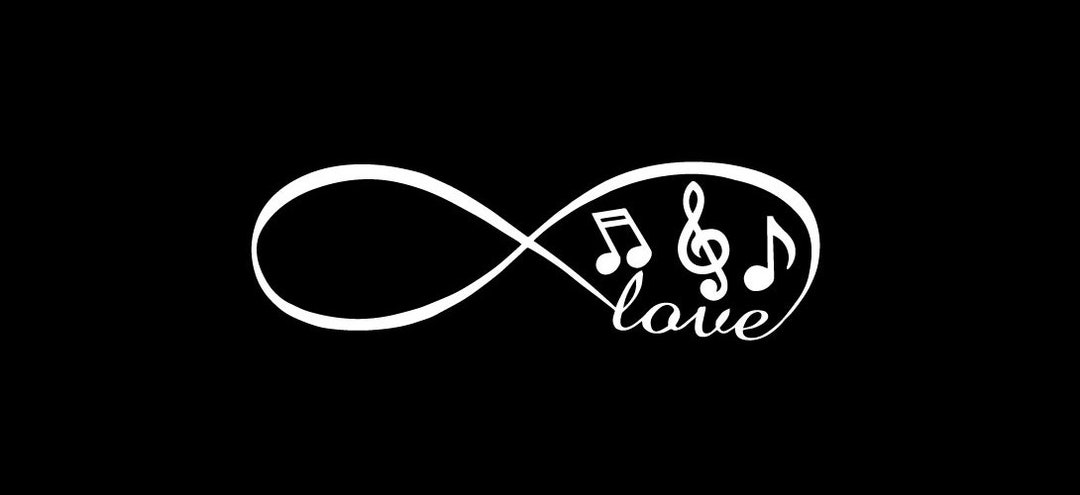 Infinity Love Music Notes Musical Vinyl Decal, Car Window, Doors Bumper ...