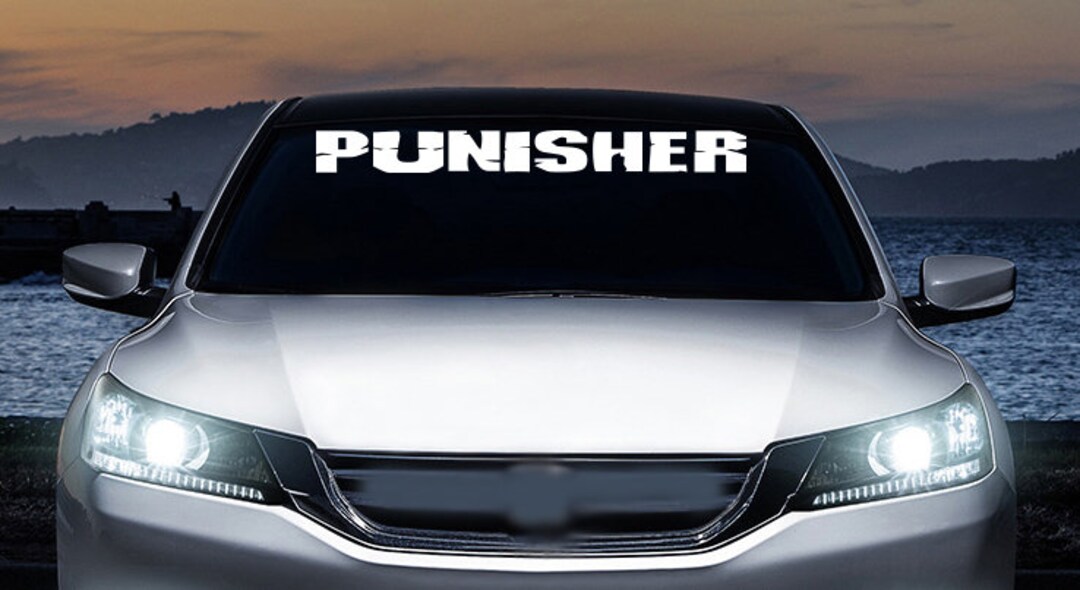 Punisher Funny Humor Windshield Banner Vinyl Decal Car, Truck, Window ...
