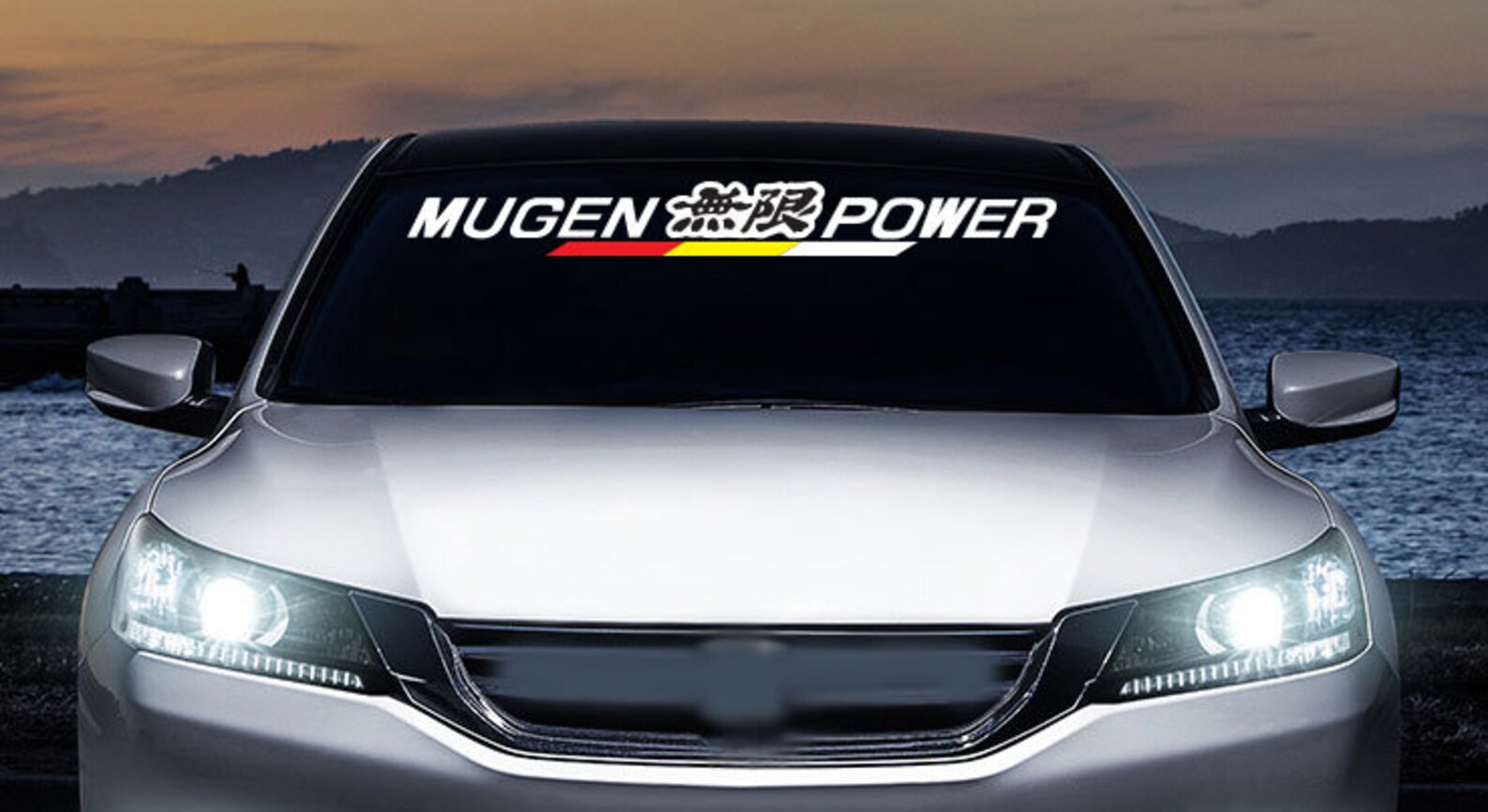 Mugen Power Windshield Banner Vinyl Decal, With 3 Colored Stripes, Car ...