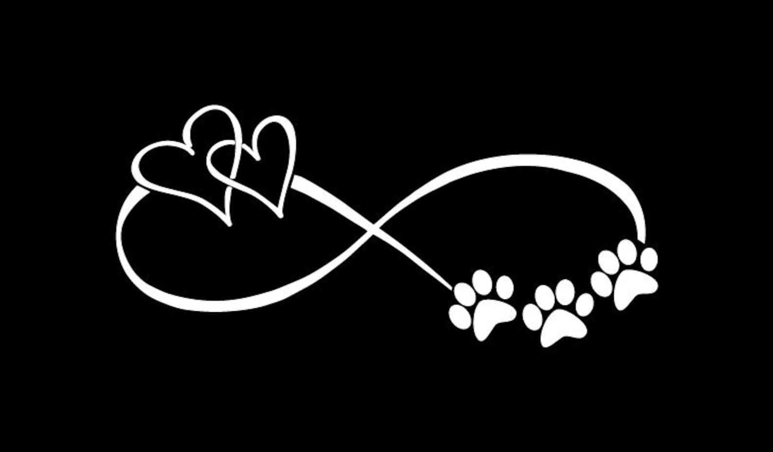 Infinity Love Heart Paws Paw Pet Dog Decal Sticker for Cars Window ...