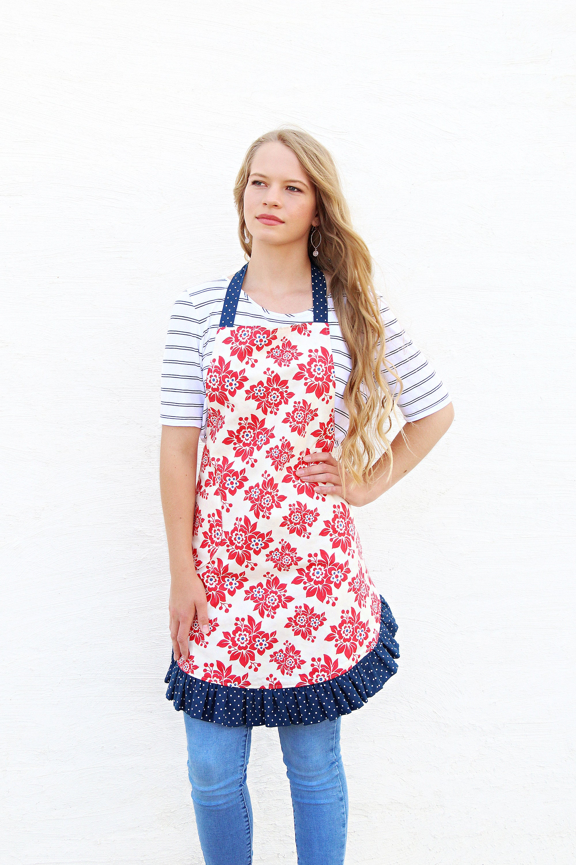 Reversible Two-Sided Premium Cotton Apron Two Aprons in One Women who ...