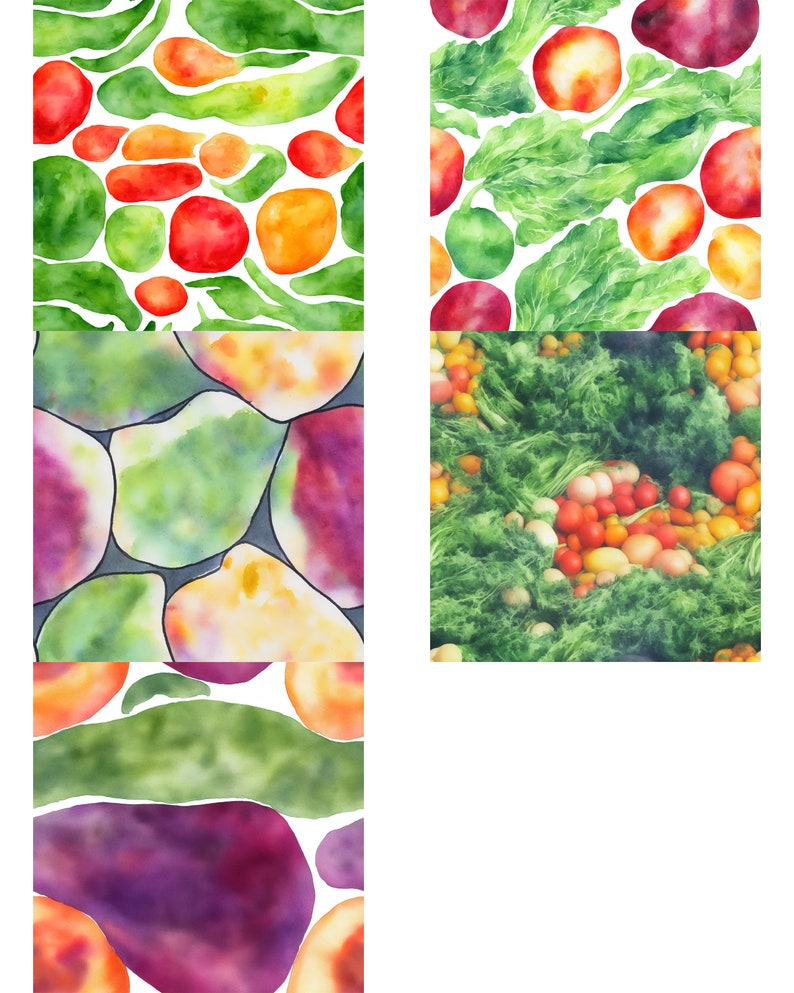 Whimsical Vegetable Seamless Patterns - Etsy