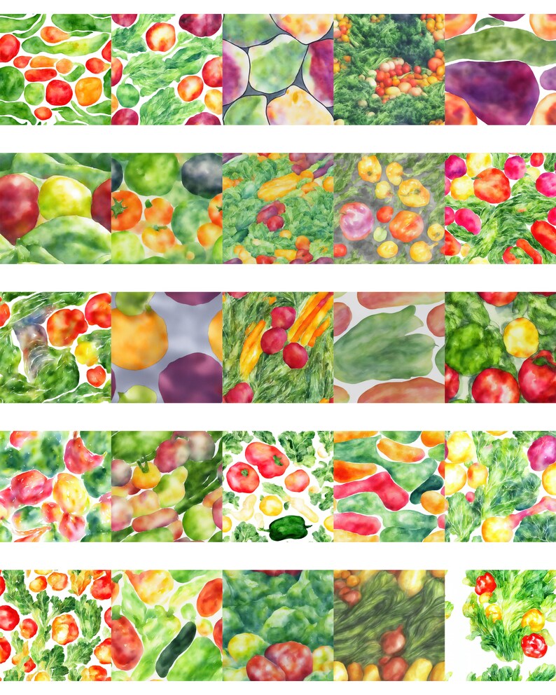 Whimsical Vegetable Seamless Patterns - Etsy