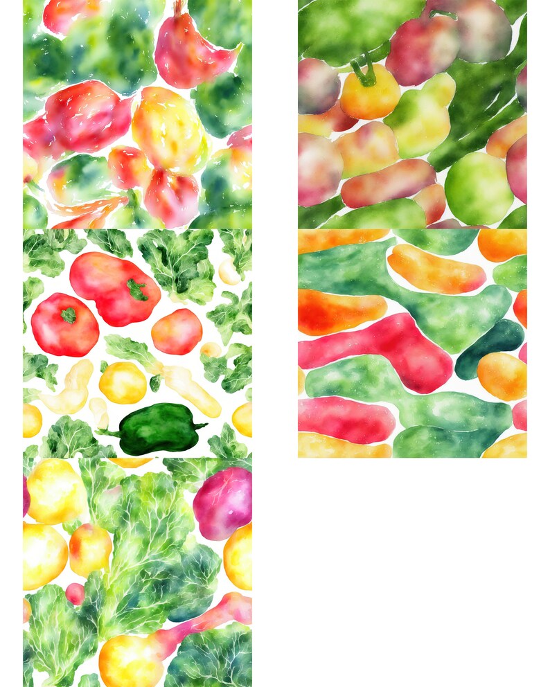 Whimsical Vegetable Seamless Patterns - Etsy