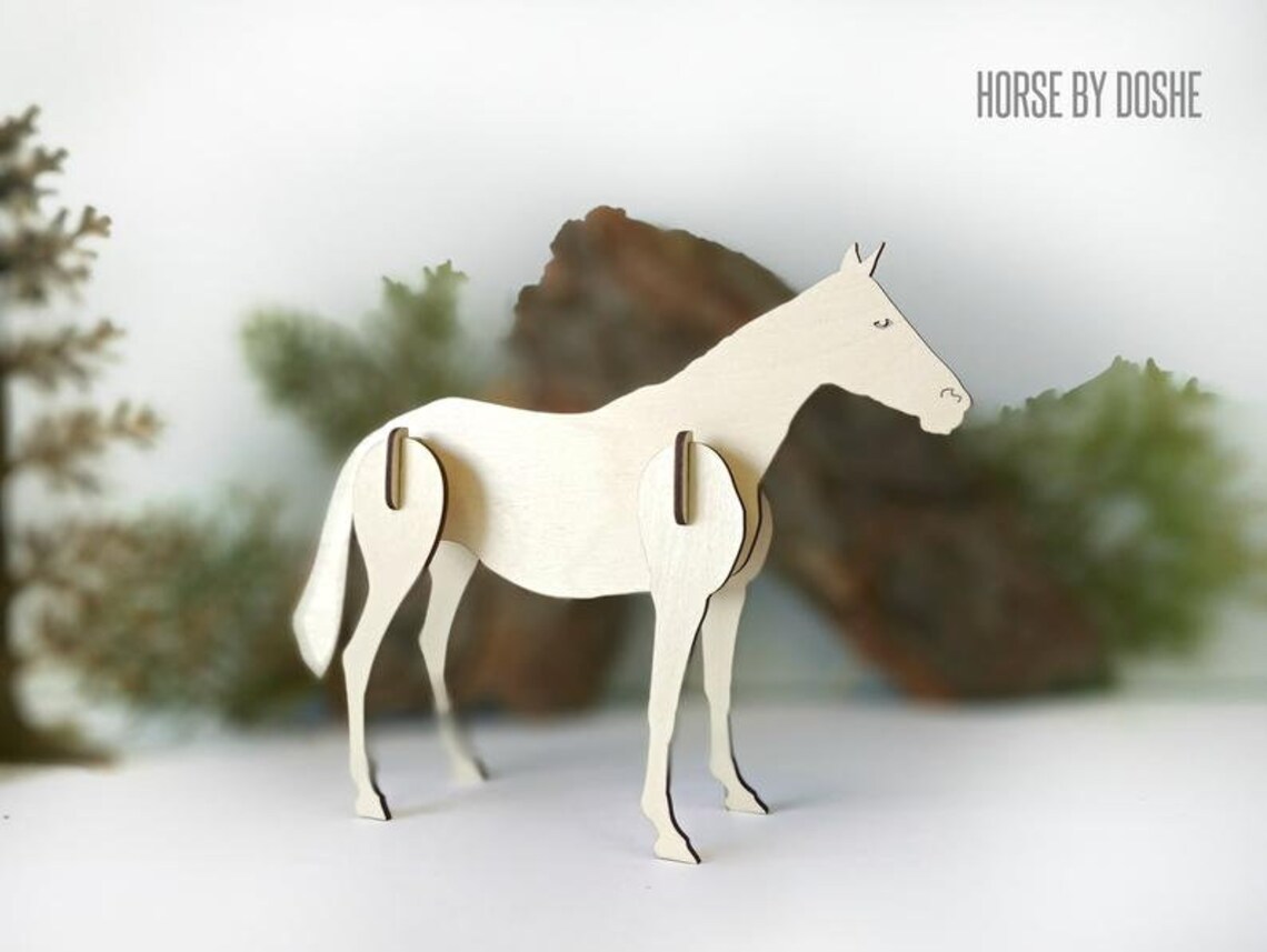 HORSE Ornament Laser cut Wooden animals Wood toys | Etsy