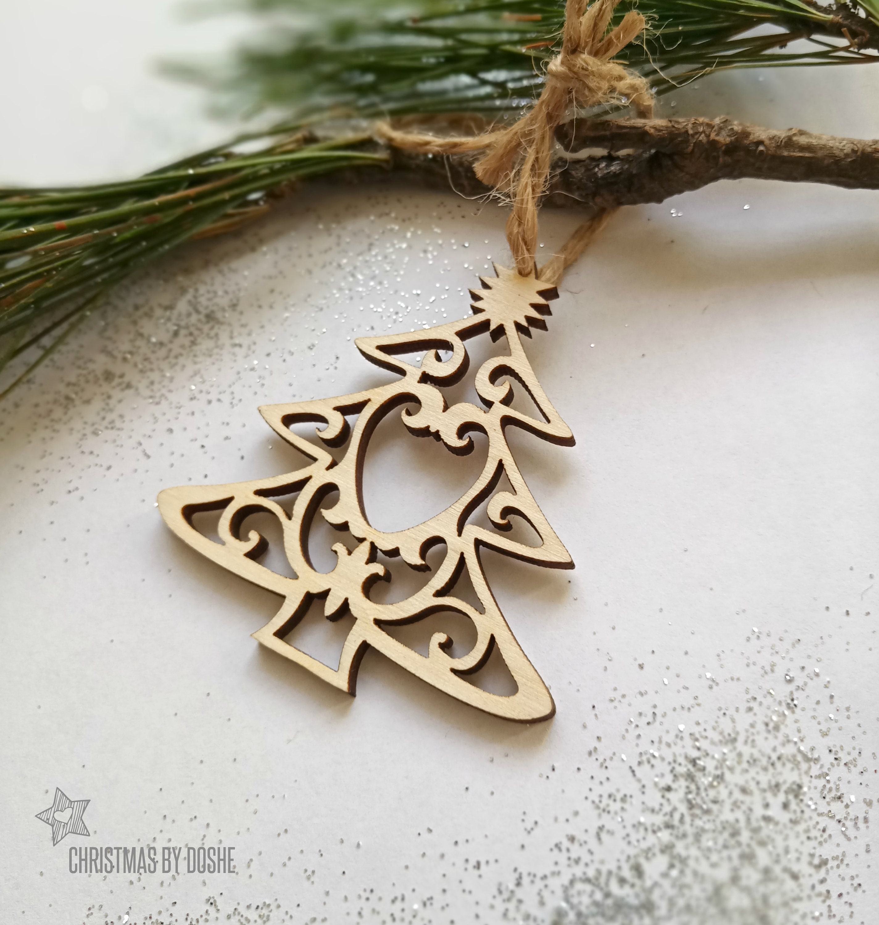 Christmas Ornaments Laser Cut Wood Decor Etsy