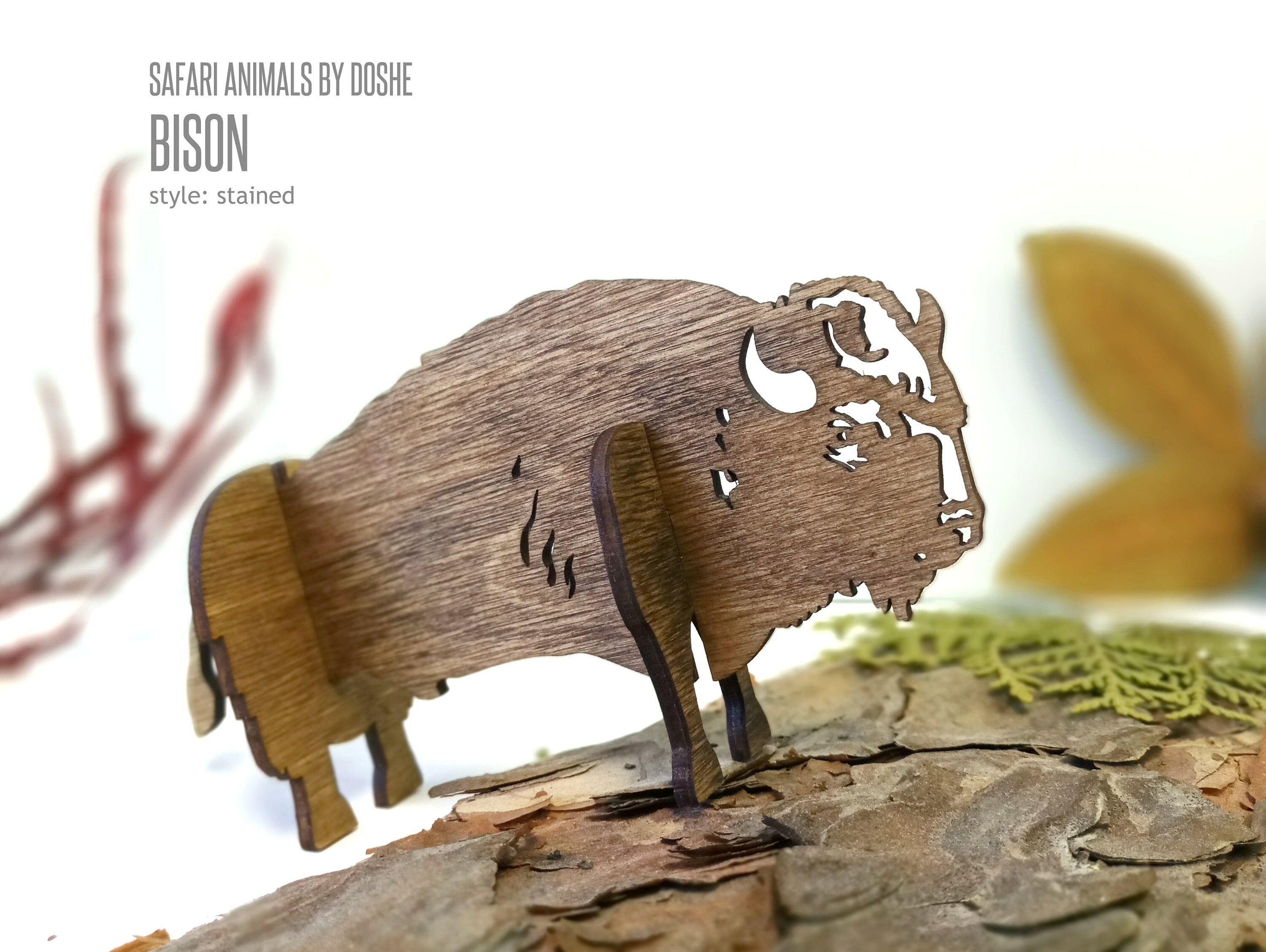 BUFFALO Laser cut Wooden animals Bison | Etsy
