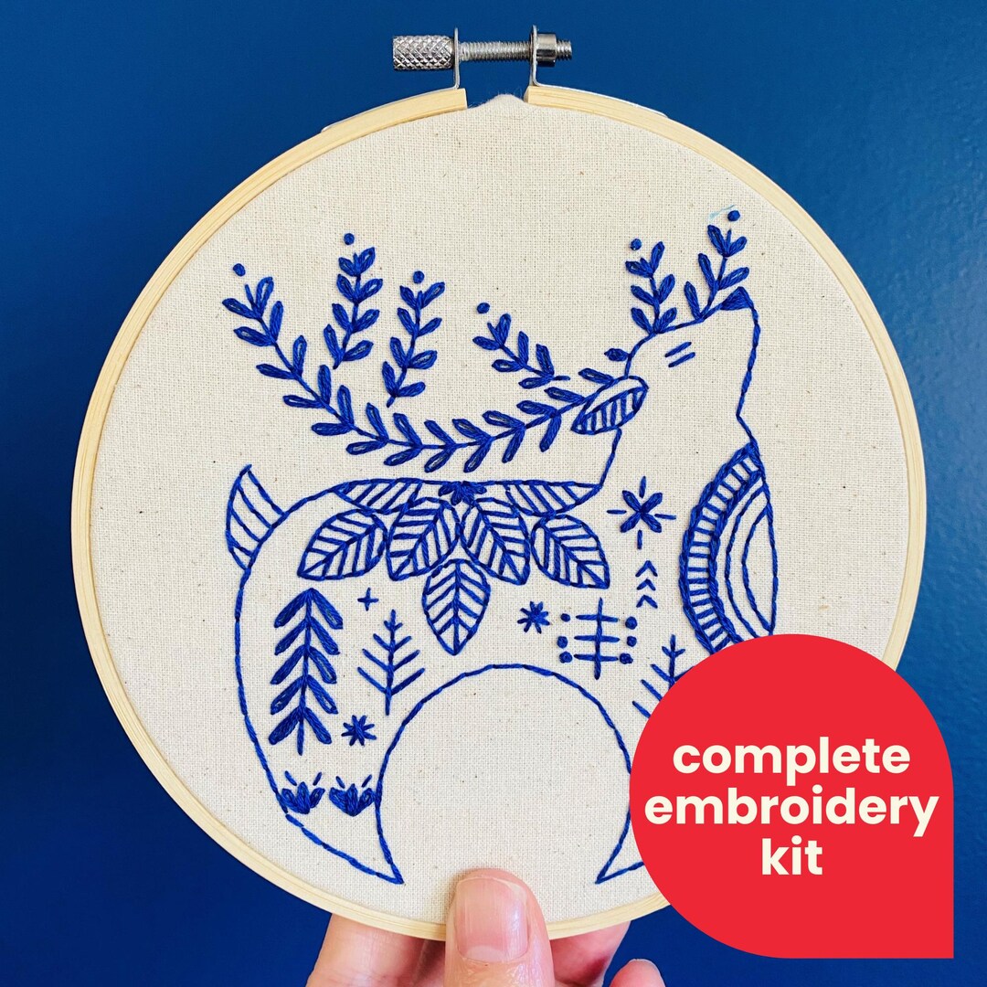 Nordic Reindeer Complete Embroidery Kit - DIY, Beginner Friendly ...