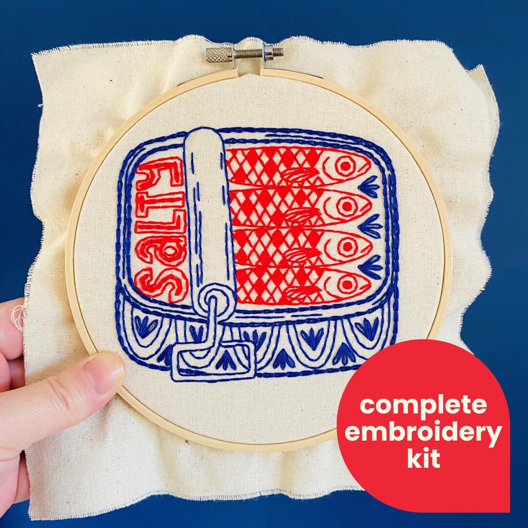 Sardines Complete Embroidery Kit - DIY, Beginner Friendly, Salty ...