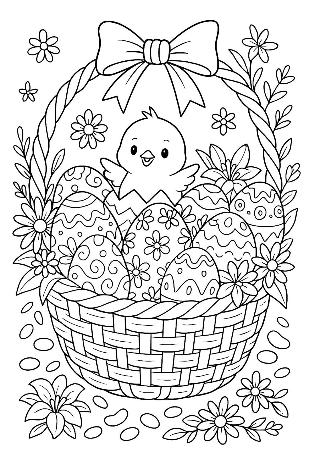 Printable Easter Eggs & Baby Chick | Spring Holiday Coloring Sheet ...