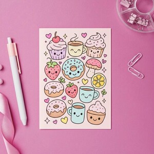 Kawaii Food Coloring Page – Sweet Treats Printable (PNG) - Etsy