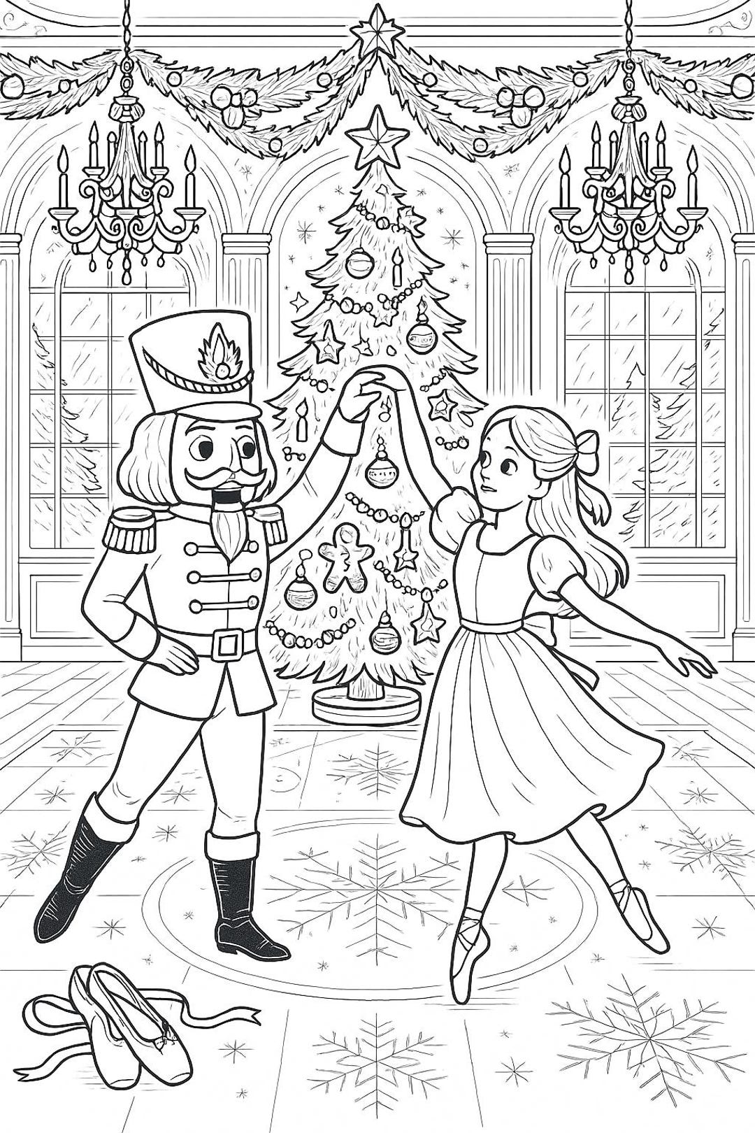 Nutcracker Christmas Coloring Page – Festive Ballet Holiday Printable ...