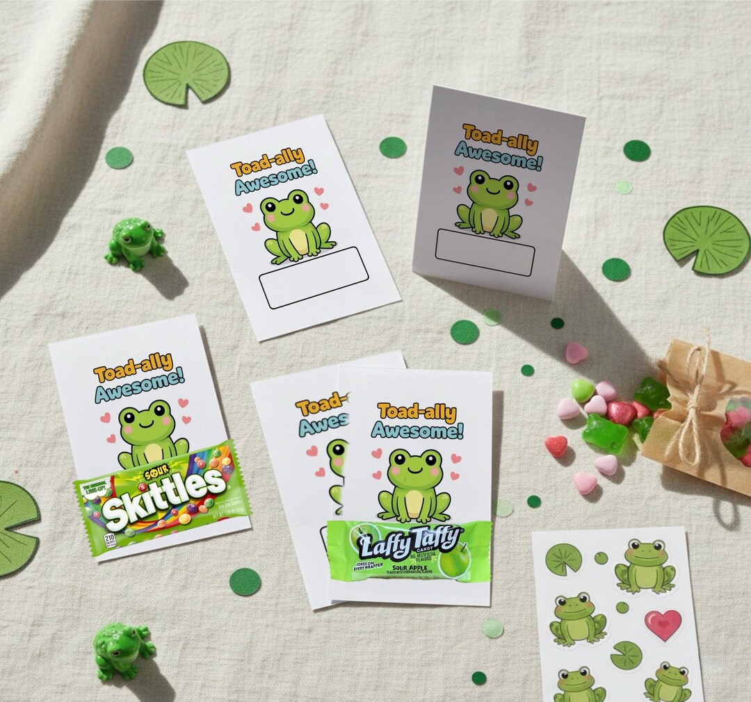 Frog Valentine Cards for Kids, School Exchange (instant Download, Toad ...