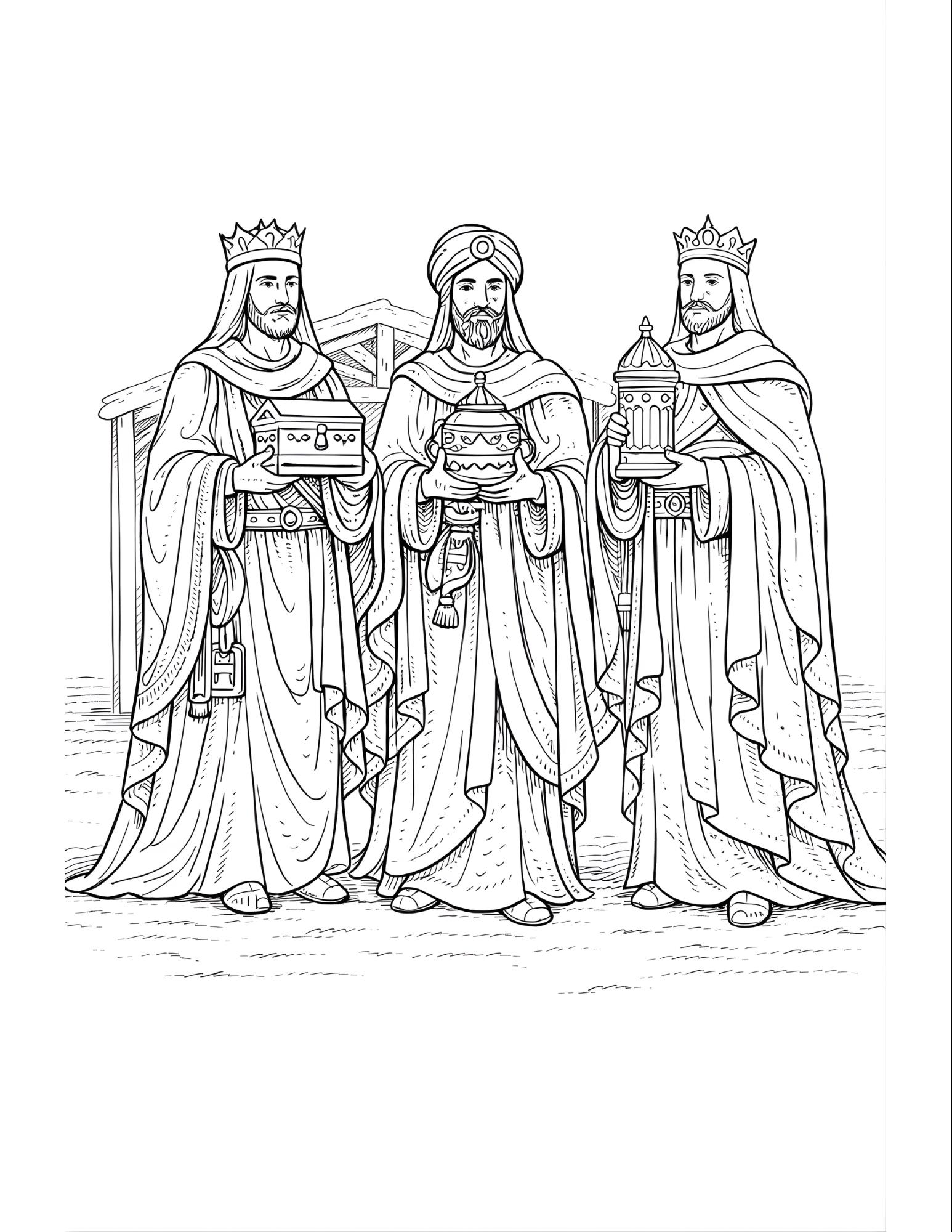 Three Kings Day Coloring Page | Epiphany Wise Men Activity (digital ...