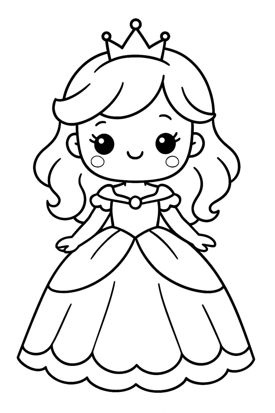 Pagina da colorare di una principessa carina per bambini - Foglio da ...