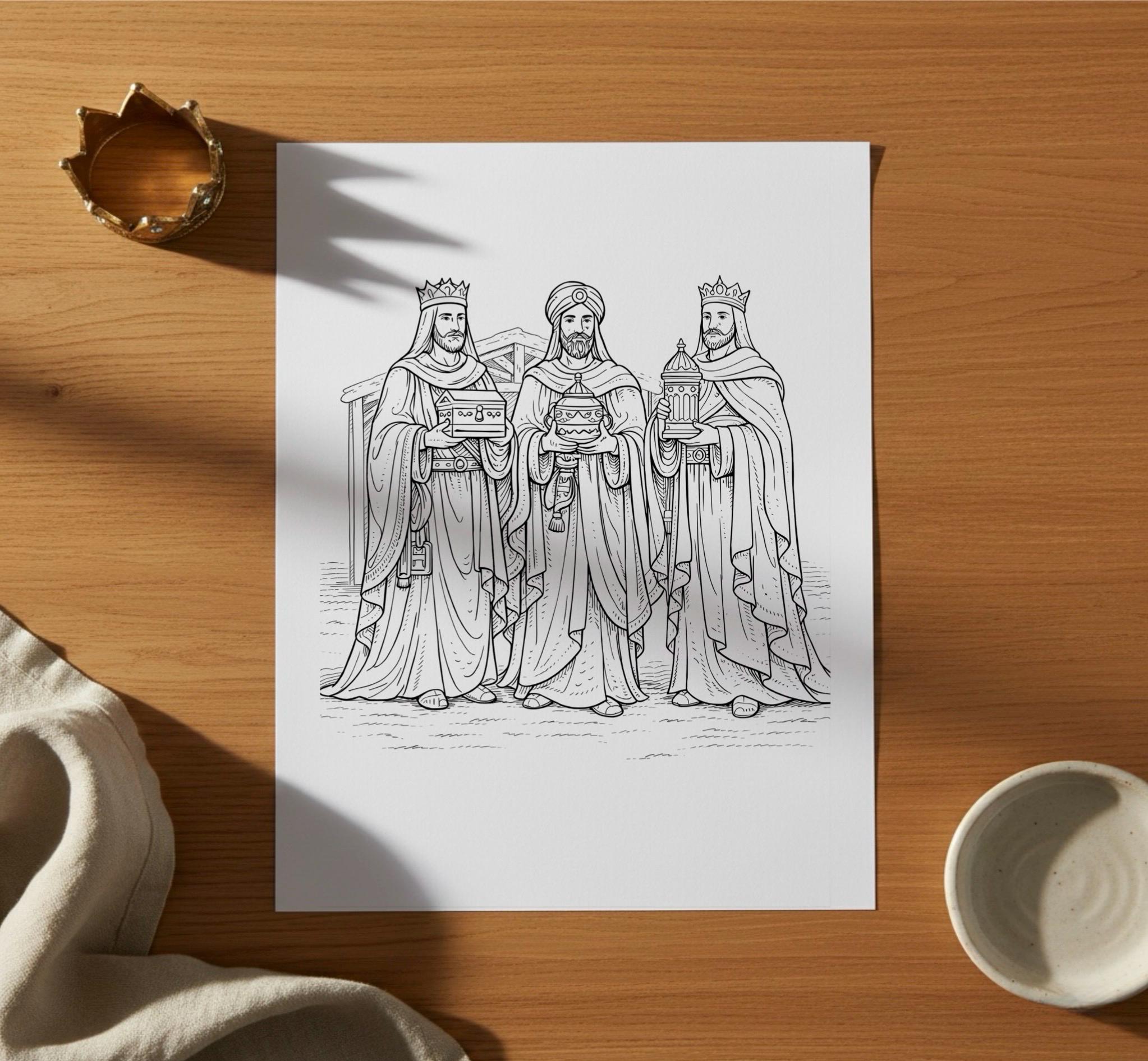 Three Kings Day Coloring Page | Epiphany Wise Men Activity (digital ...