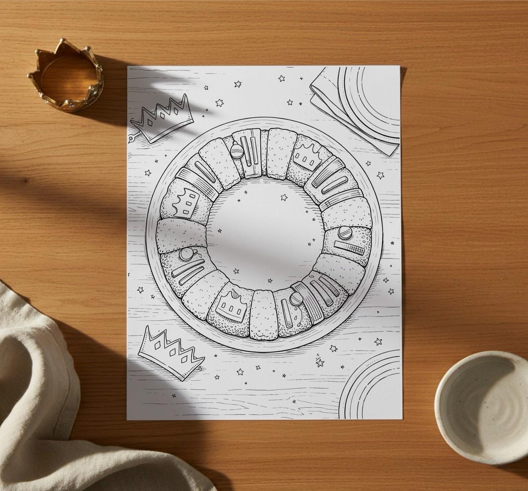 Rosca De Reyes Coloring Page | Three Kings Day Activity (digital ...