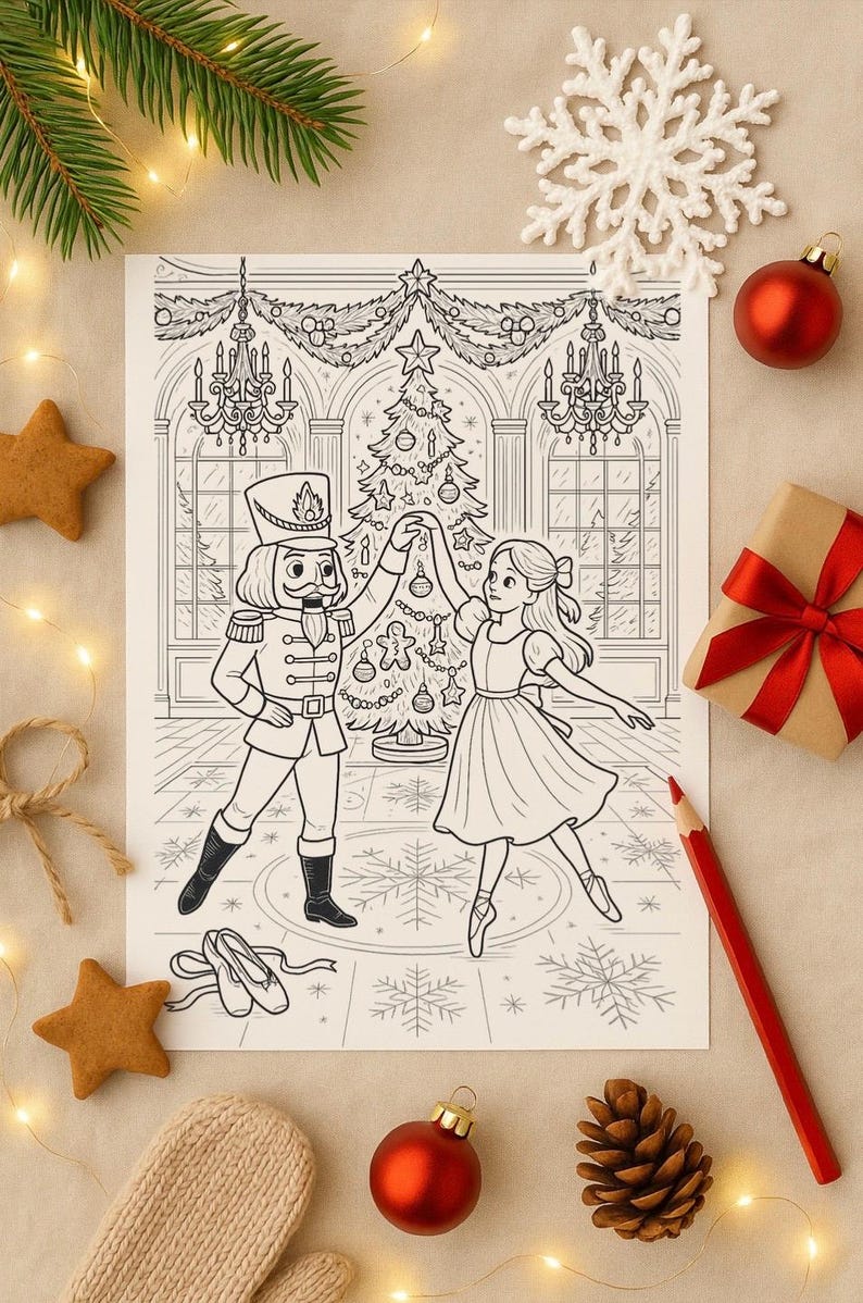 Nutcracker Christmas Coloring Page – Festive Ballet Holiday Printable ...