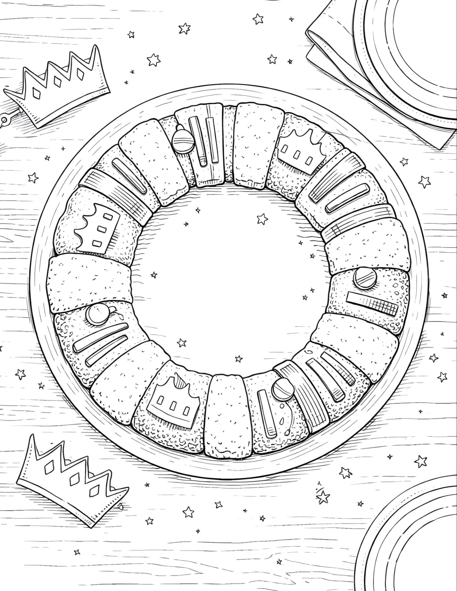 Rosca De Reyes Coloring Page | Three Kings Day Activity (digital ...