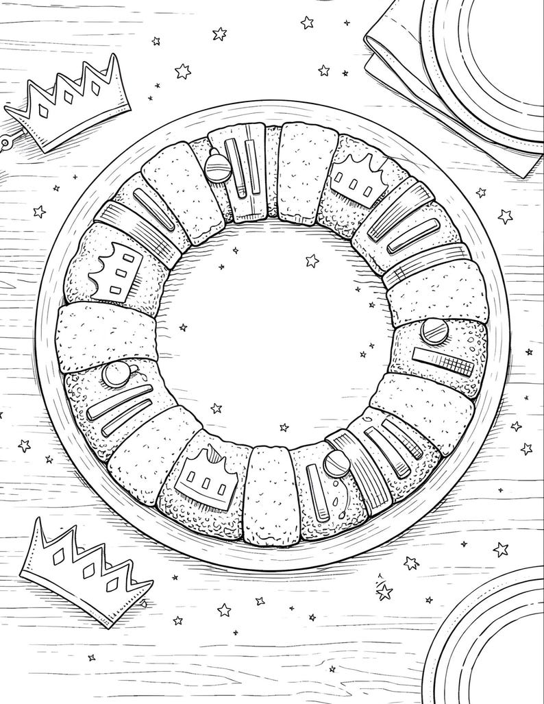 Rosca De Reyes Coloring Page | Three Kings Day Activity (digital ...