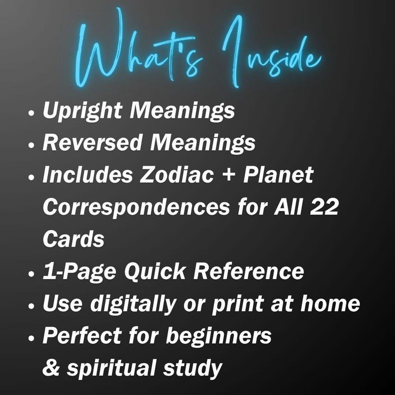 Major Arcana Tarot Cheat Sheet | Upright, Reversed & Astrology ...