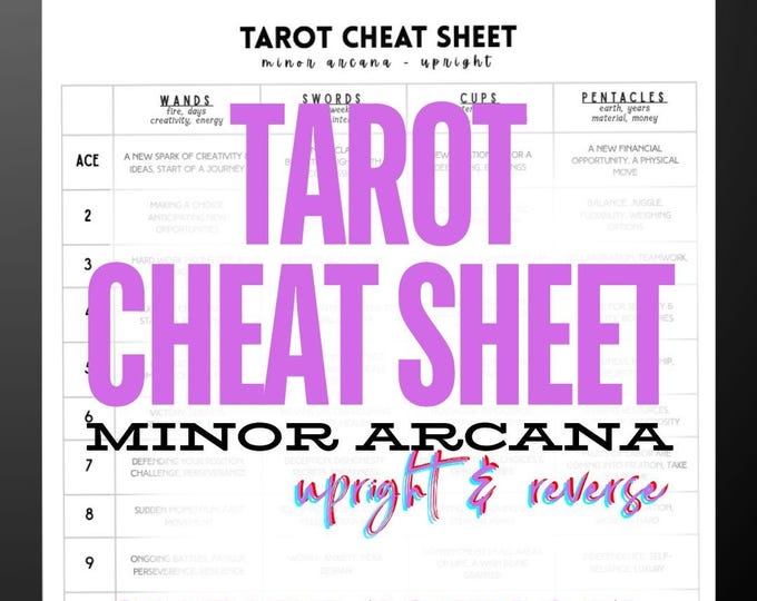 Minor Arcana Tarot Cheat Sheet | Upright & Reversed Meanings | Digital ...