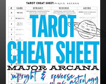 Major Arcana Tarot Cheat Sheet | Upright, Reversed & Astrology ...