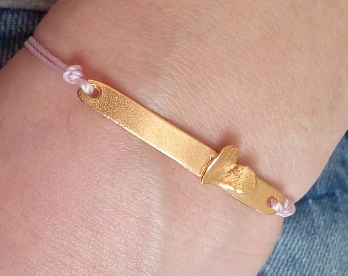 Gold Heart Bar Bracelet Adjustable Bracelet Love Bracelet - Etsy