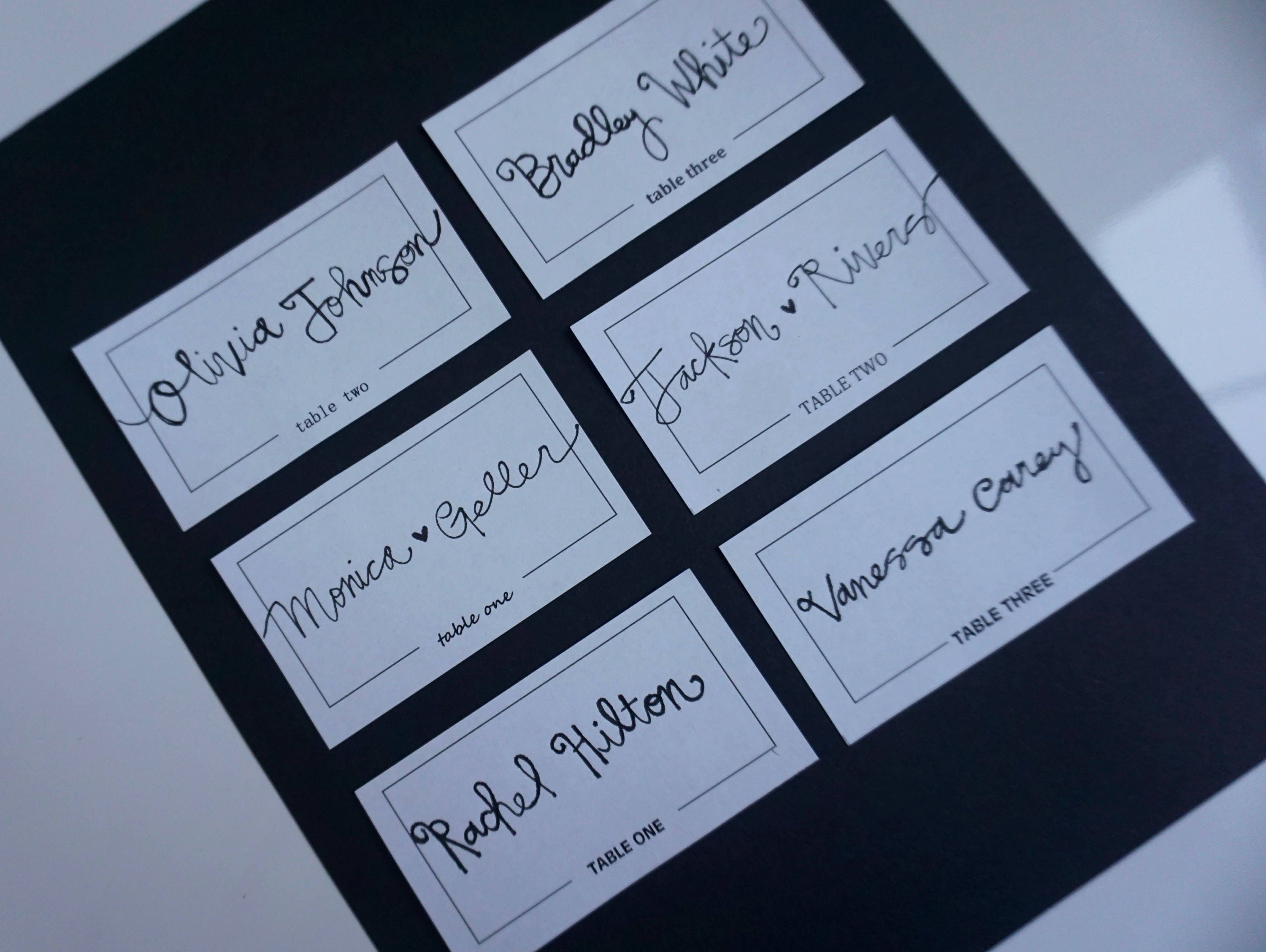 Custom Hand Letter Escort Cards White - Etsy