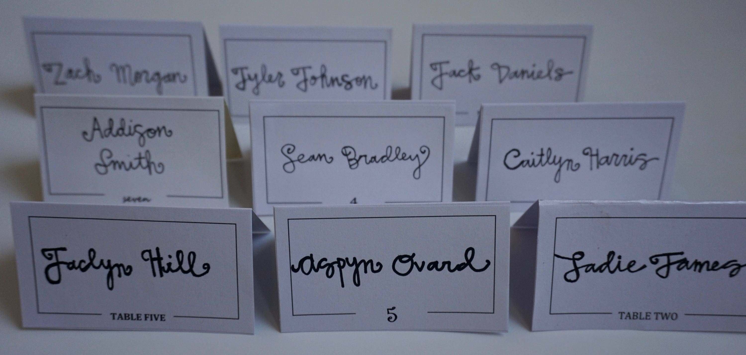 Custom Hand Lettered Place Cards White - Etsy