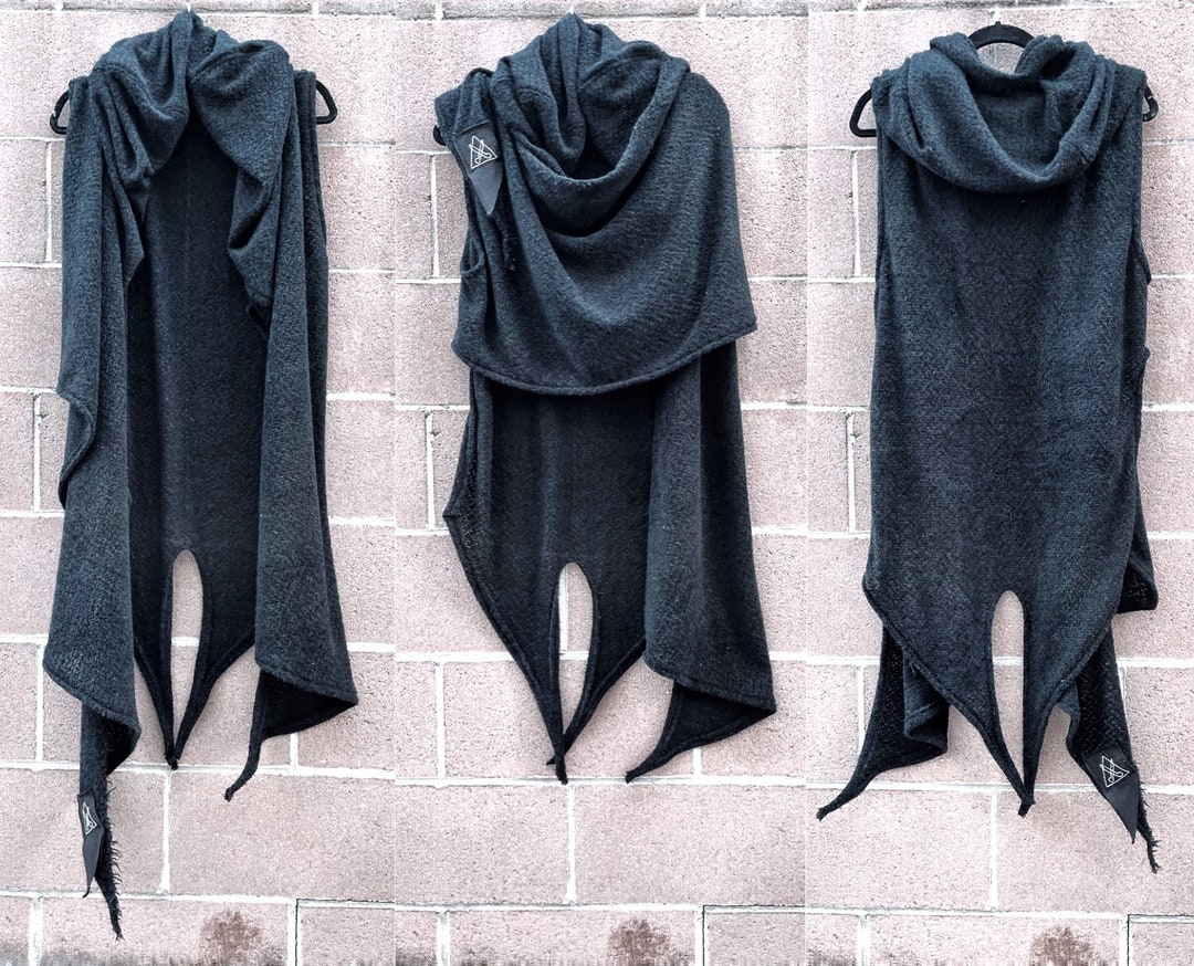 Black Cyberpunk Hoodie, Dystopian Hoodie, Postapocalyptic Jacket, Stage ...