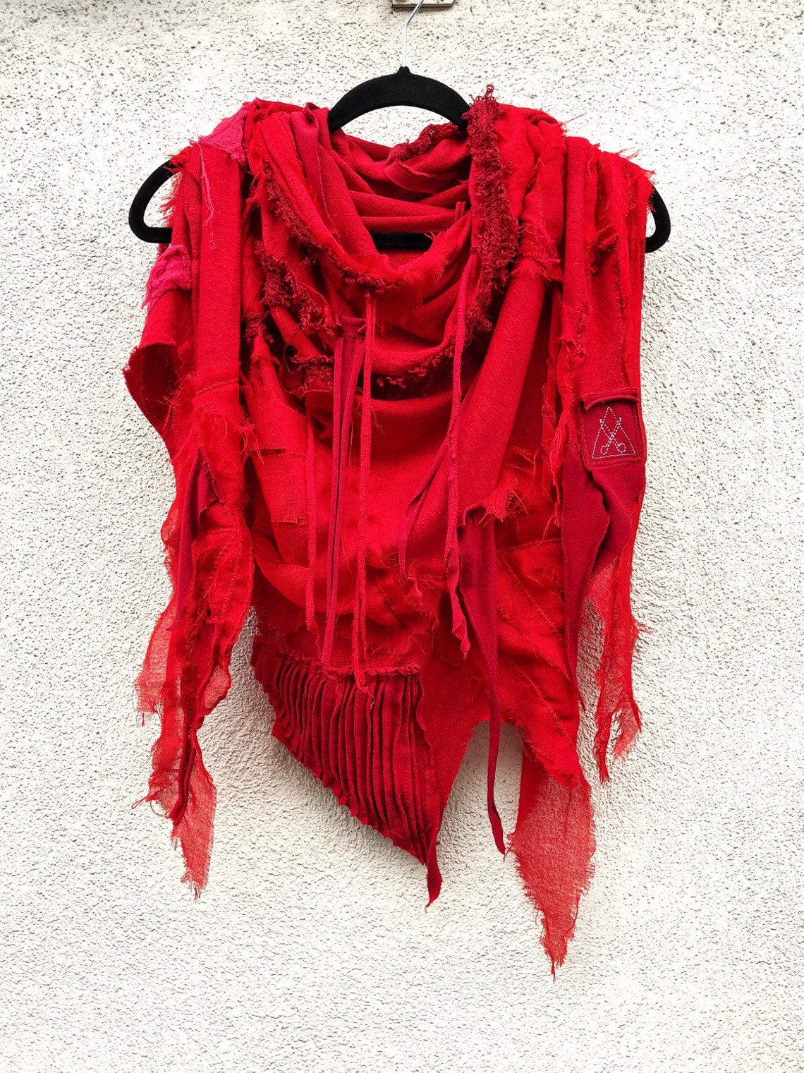 Red scarf distressed scarf postapocalyptic burning man | Etsy