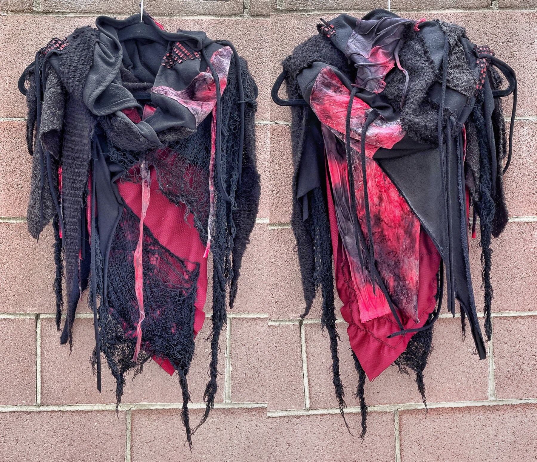 Black & Red Hooded Scarf: Cyberpunk Post-apocalyptic Halloween Costume ...