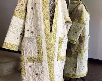 Custom Made Quilted Robe, Hooded Quilted Robe, Women's Quilted Upcycled ...
