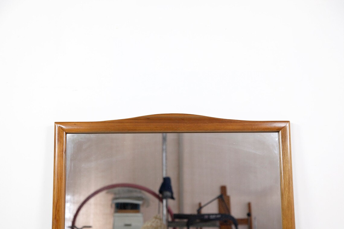 Vintage Mcm Rectangular Wood Framed Wall Hanging Mirror 46x30 | Etsy