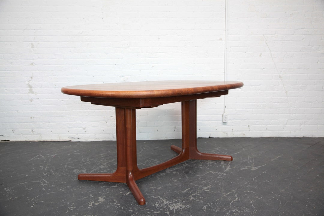 Vintage MCM 60s Scandinavian Oval Solid Teak Wood Dining Table by ...