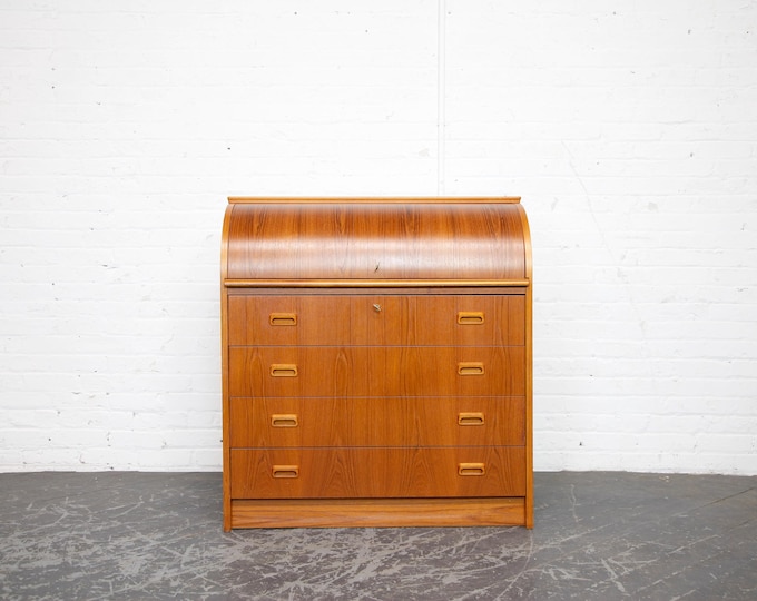 Vintage Scandinavian Teak Roll Top Desk / Dresser | Free Delivery in ...