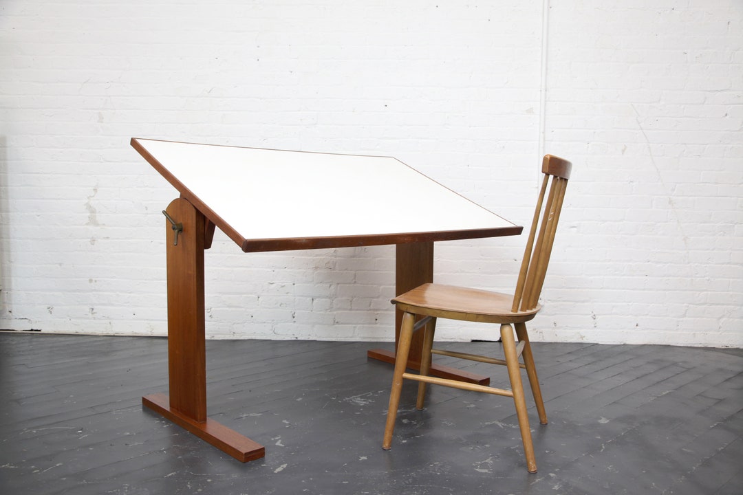 Vintage MCM Teak Drafting Table With Adjustable Table Top Free Delivery ...