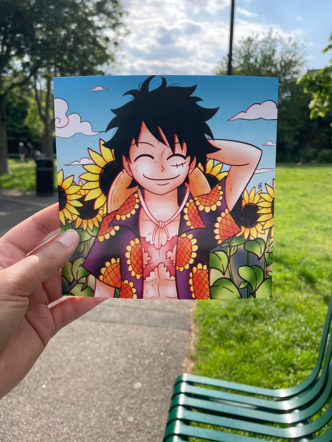 Luffy X Sunflower Dressrosa Small Art Print Anime Fan Art - Etsy