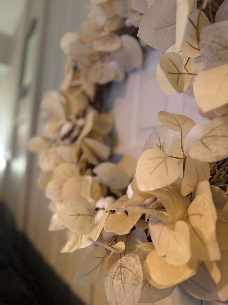 Unique Cream Eucalyptus and Cotton Ball 22 Inch Wreath - Etsy