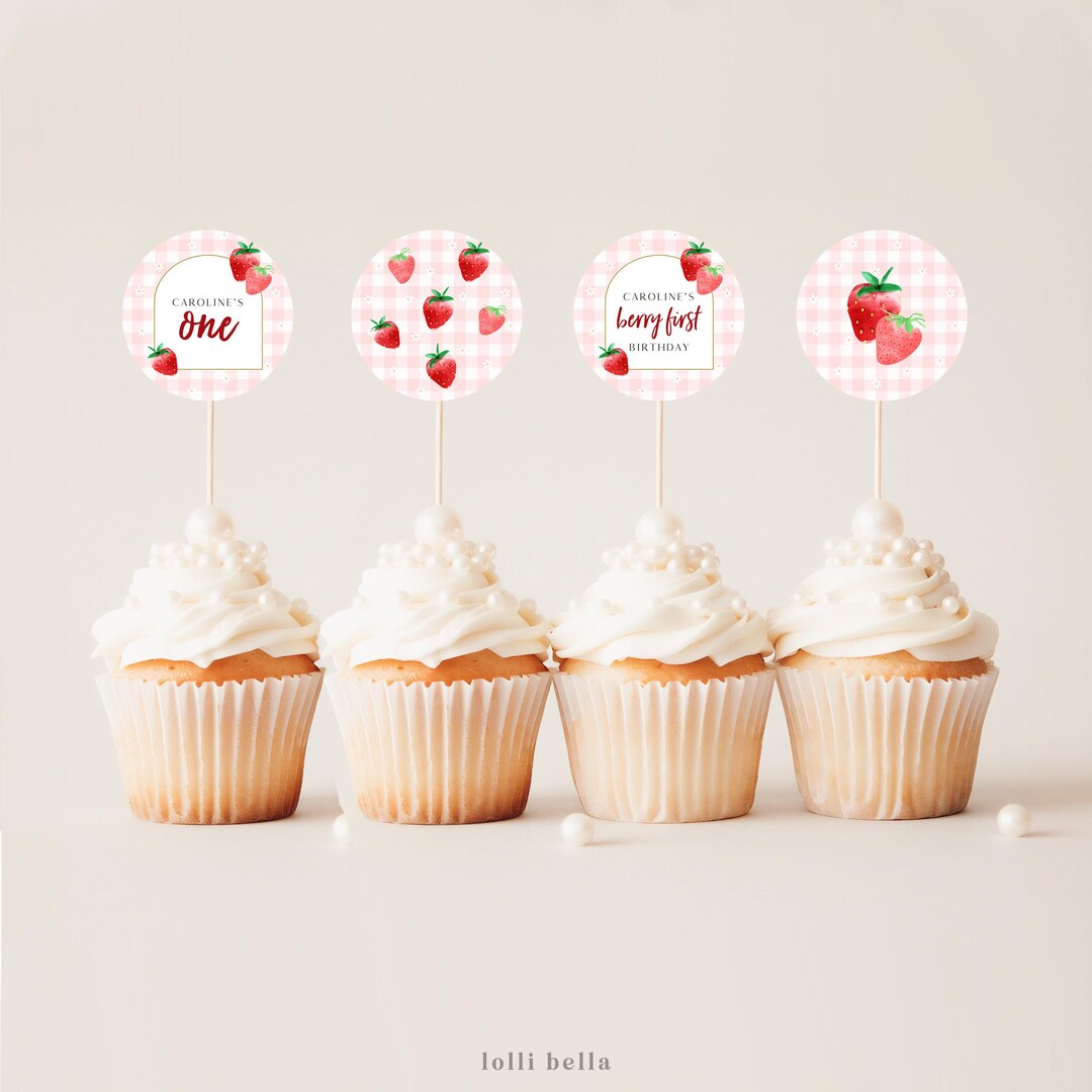Berry First Birthday Cupcake Toppers, First Birthday Cupcake Topper ...
